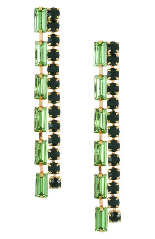 Ettika Crystal Linear Drop Earrings - Green
