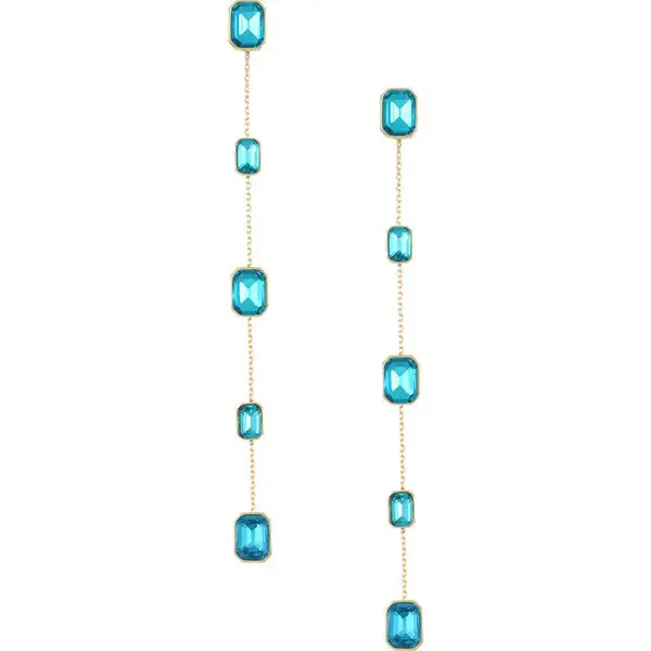 Ettika Baguette Crystal Drop Earrings - Aqua