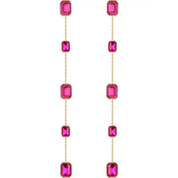Ettika Baguette Crystal Drop Earrings - Fuchsia