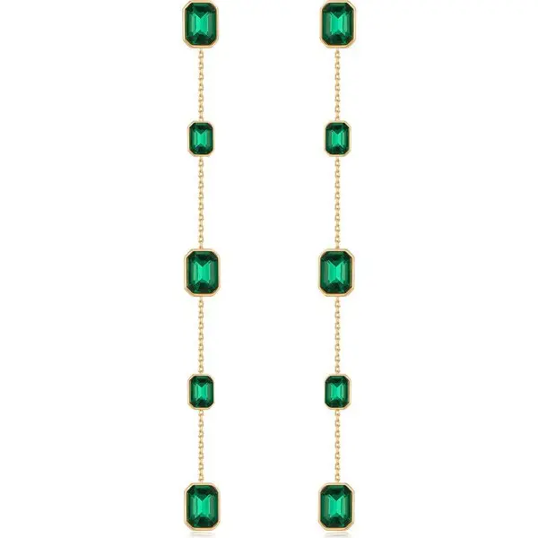 Ettika Baguette Crystal Drop Earrings - Green