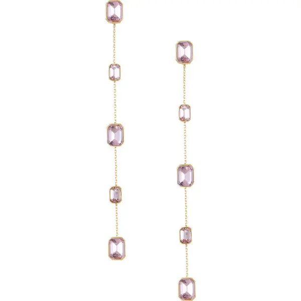 Ettika Baguette Crystal Drop Earrings - Light Rose