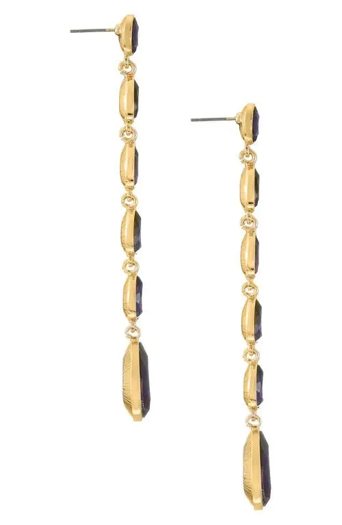 Ettika Teardrop Crystal Linear Earrings - Amethyst