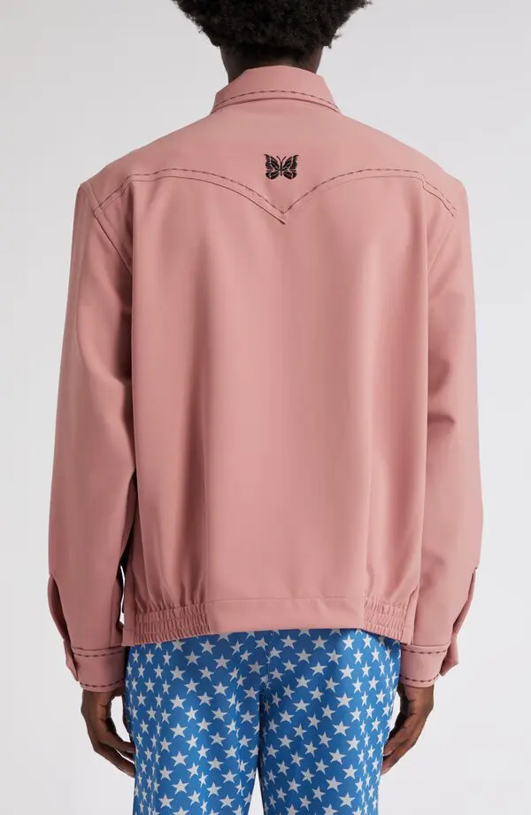 ジャケット・アウター Needles Butterfly Pink Western Jacket Needles Butterfly Embroidered Topstitched Western Sport Jacket In