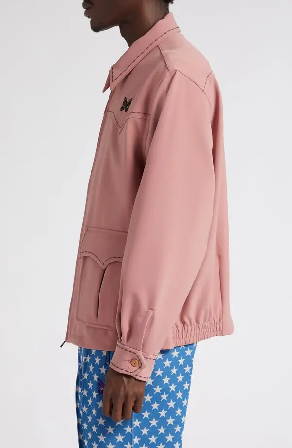 Needles Butterfly Embroidered Topstitched Western Sport Jacket In