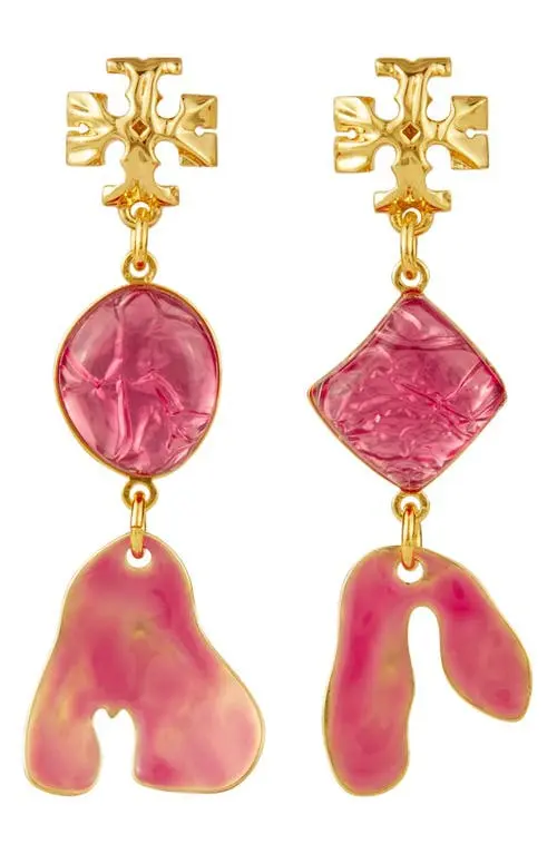 Tory Burch Roxanne Double Drop Earrings - Gold/pink