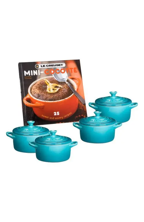 LE CREUSET 5-piece Mini Stoneware Cocottes & Cookbook Set - Caribbean