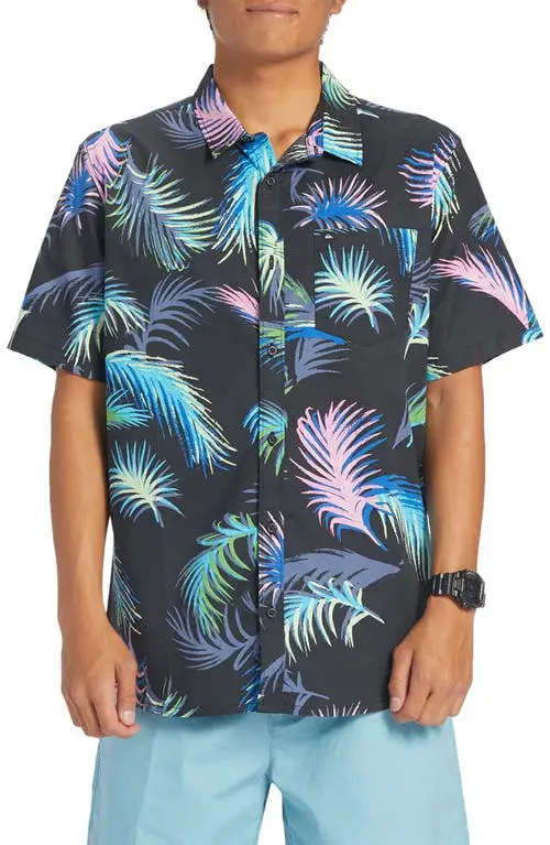 Quiksilver Tropical Glitch Short Sleeve Organic Cotton Button-up Shirt - Black