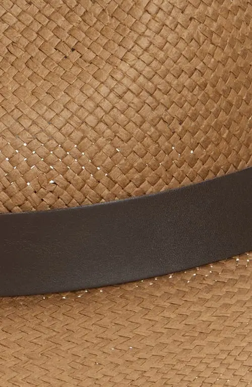 Janessa Leoné Packable Straw Fedora - Brown