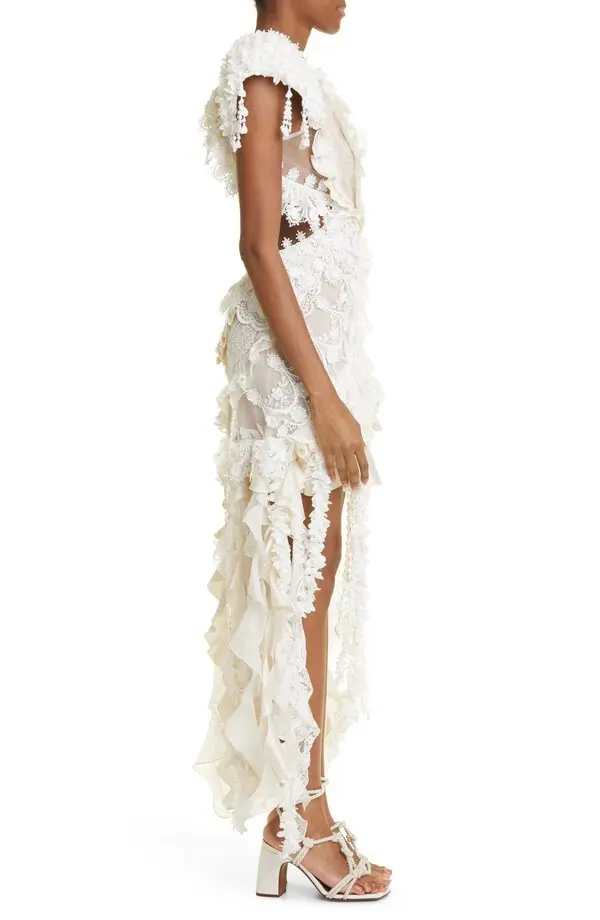 Zimmermann Wonderland Lace Frill Cutout Dress In Cream - 60% Off |  Editorialist