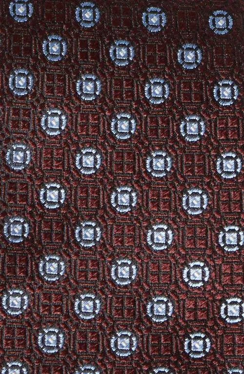 Zegna Cinque Pieghe Medallion Silk Tie - Burgundy