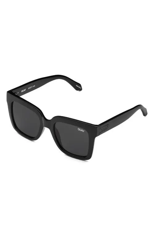 Quay Icy 52mm Square Polarized Sunglasses In Black/Black  display picture 2