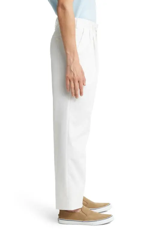 Berle Classic Fit Pleated Cotton Twill Trousers