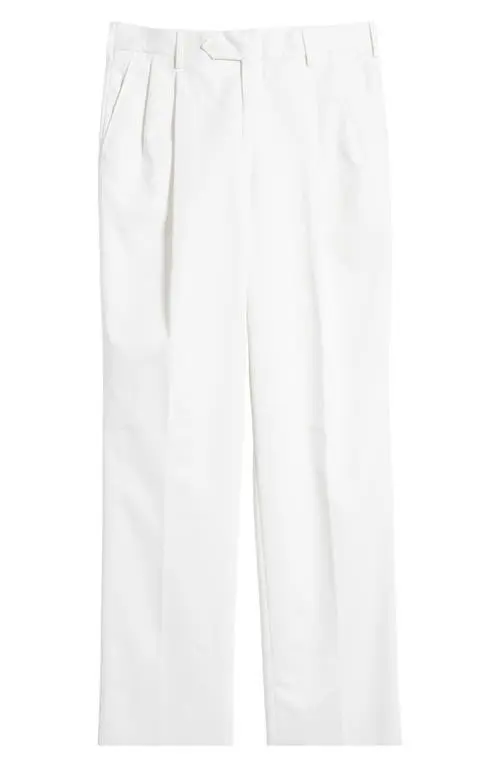 Berle Classic Fit Pleated Cotton Twill Trousers