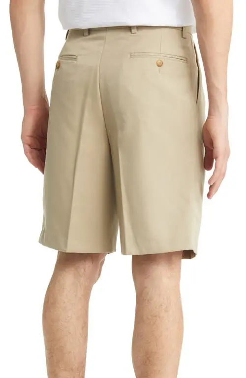 Berle Microfiber Pleated Shorts - Tan