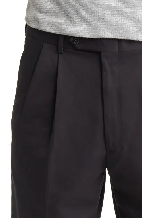 Berle Microfiber Pleated Shorts - Black