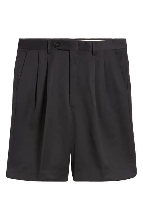 Berle Microfiber Pleated Shorts - Black