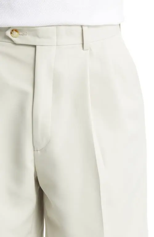Berle Microfiber Pleated Shorts - Stone