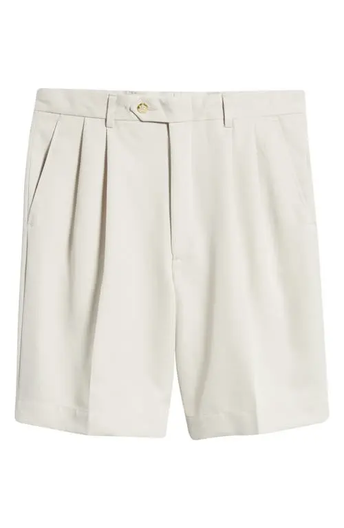 Berle Microfiber Pleated Shorts - Stone