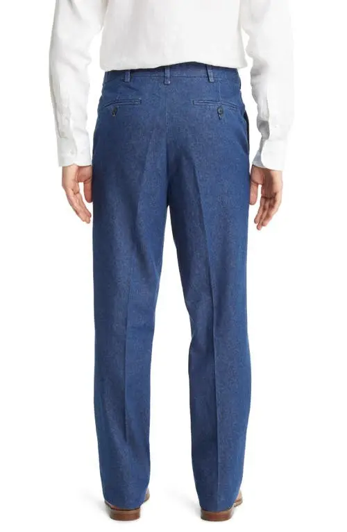 Berle Pleated Flat-front Denim Trousers