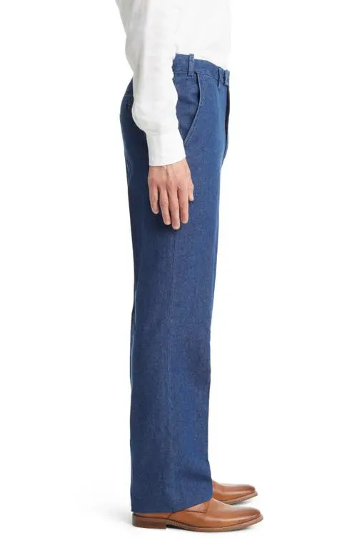 Berle Pleated Flat-front Denim Trousers