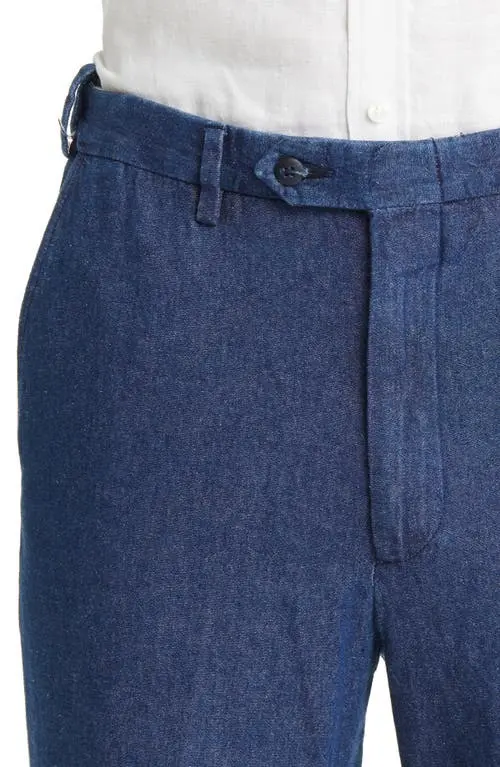 Berle Pleated Flat-front Denim Trousers
