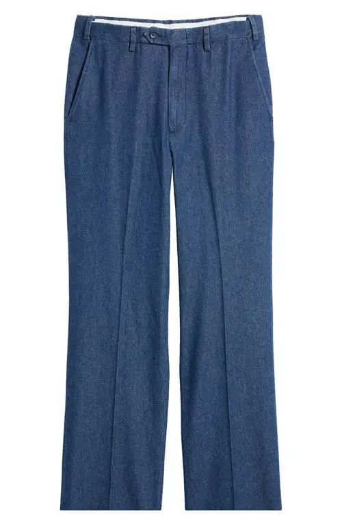 Berle Pleated Flat-front Denim Trousers