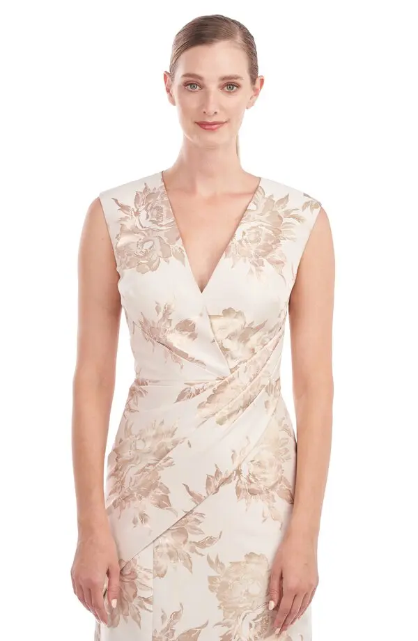 kay unger champagne dress Donna Column Gown  Kay Unger