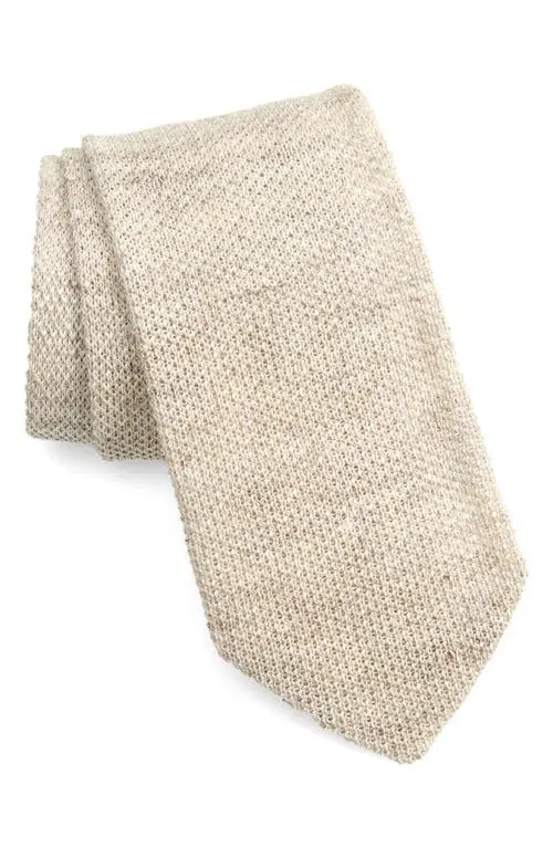 Thom Sweeney Linen Knit Neck Tie - Beige