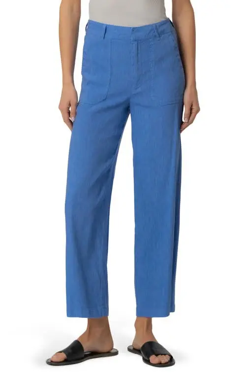 Kut From The Kloth Topaz High-waisted Wide-leg Linen-blend Pants - Cornflower