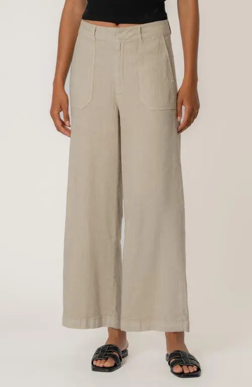 Kut From The Kloth Topaz High-waisted Wide-leg Linen-blend Pants - Sand Jm