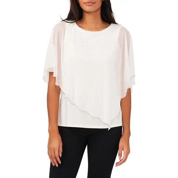 Chaus Rhinestone Overlay Top - Ivory