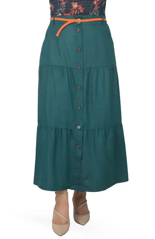 STANDARDS & PRACTICES Denim Maxi Peasant Skirt - Olive