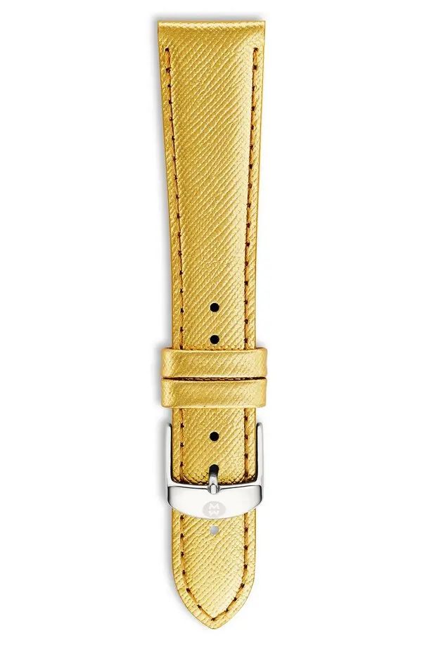 Michele 16mm Metallic Leather Watch Strap