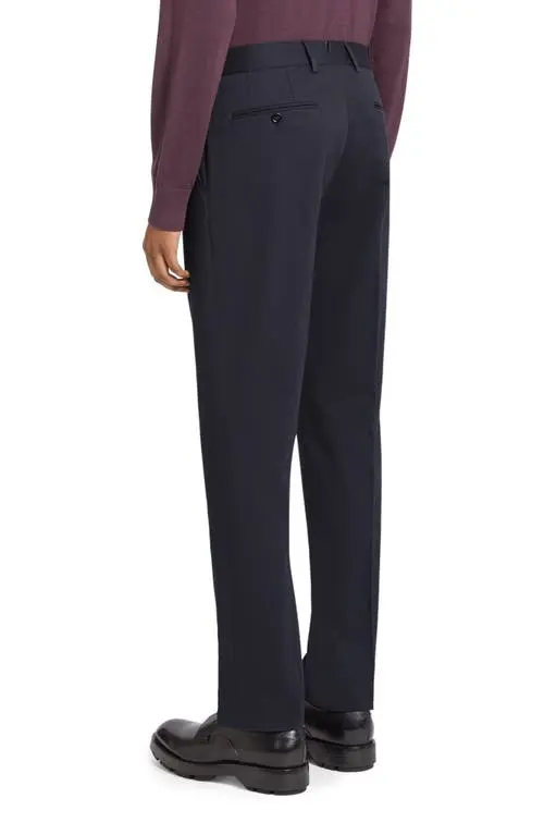 Zegna Flat Front Stretch Cotton Gabardine Trousers