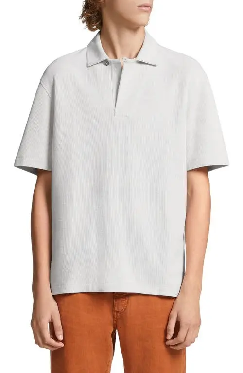 Zegna Honeycomb Short Sleeve Cotton Polo