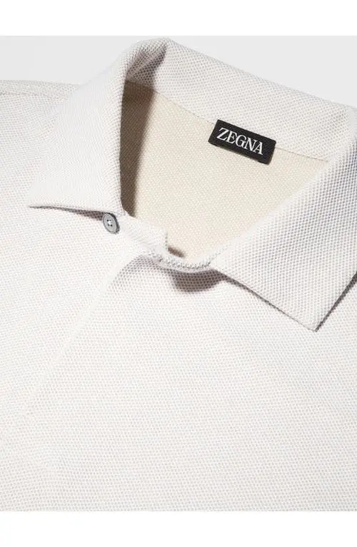 Zegna Honeycomb Short Sleeve Cotton Polo