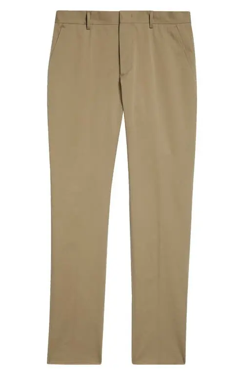 Zegna Flat Front Stretch Cotton Gabardine Trousers