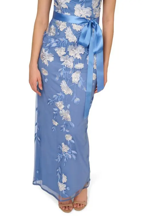 Adrianna Papell Floral Embroidered Gown