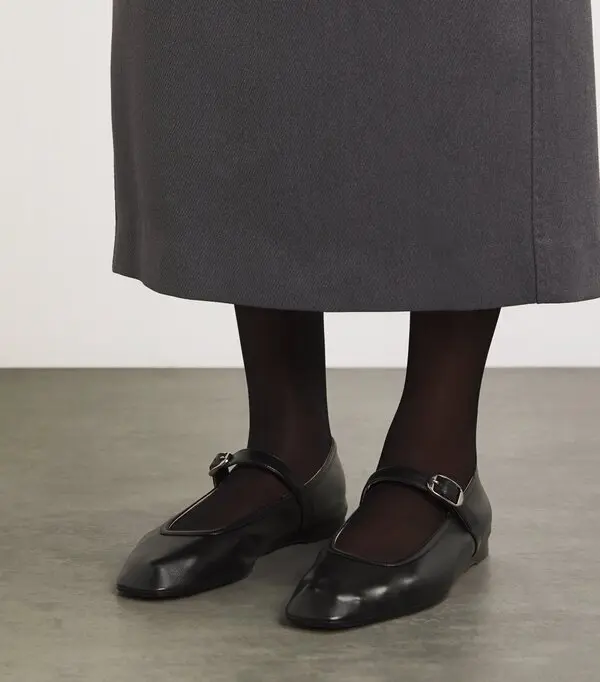 Le Monde Beryl Leather Mary Jane Ballet Flats - Black