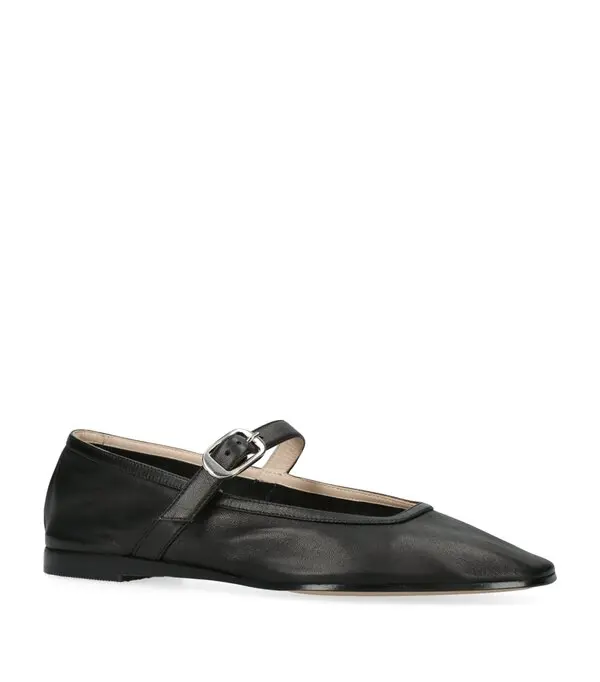Le Monde Beryl Leather Mary Jane Ballet Flats - Black