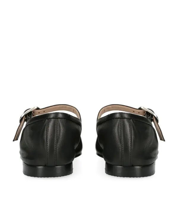 Le Monde Beryl Leather Mary Jane Ballet Flats - Black