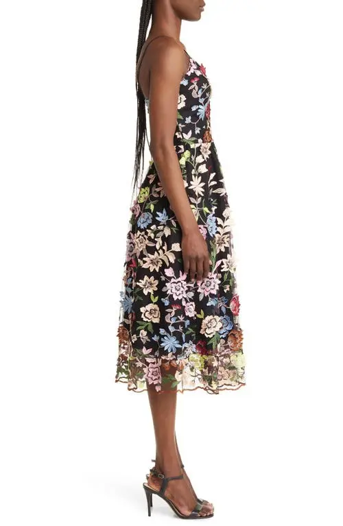 Dress The Population Maren Floral Embroidery Fit & Flare Cocktail Dress In  Black Multi - 50% Off | Editorialist