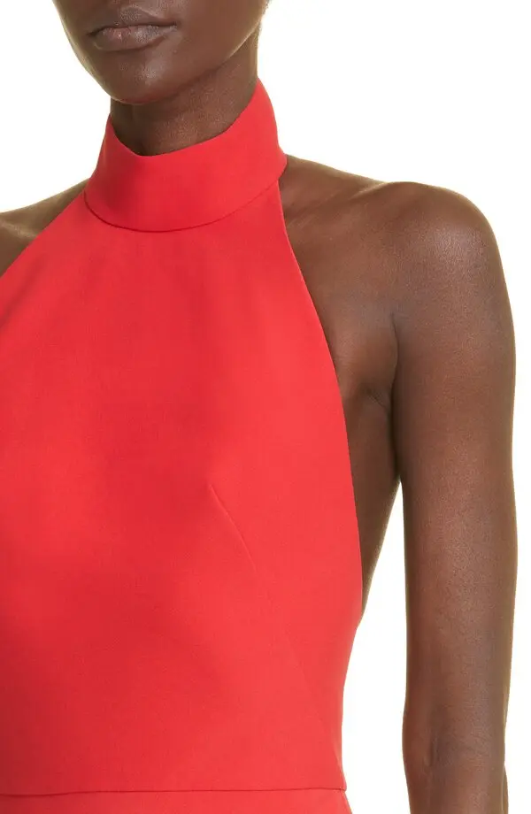 Buy Alexander McQueen Halter Neck Leaf Crepe Maxi Dress - Lust Red At 55%  Off | Editorialist