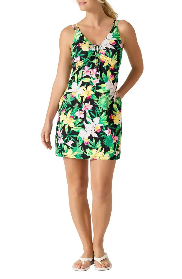 Tommy Bahama Orchid Garden Floral Spa Cover-Up Dress In Black/ Green - 55%  Off | Editorialist