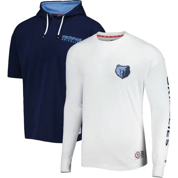 Tommy Hilfiger White Memphis Grizzlies Matthew 2-in-1 T-shirt & Hoodie Combo Set - Navy