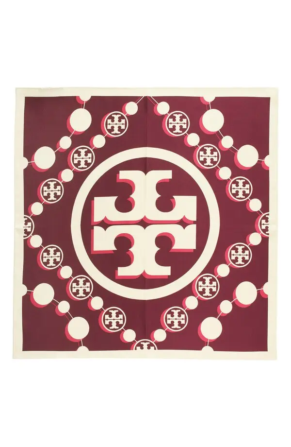Tory Burch 3d T Monogram Silk Square Scarf