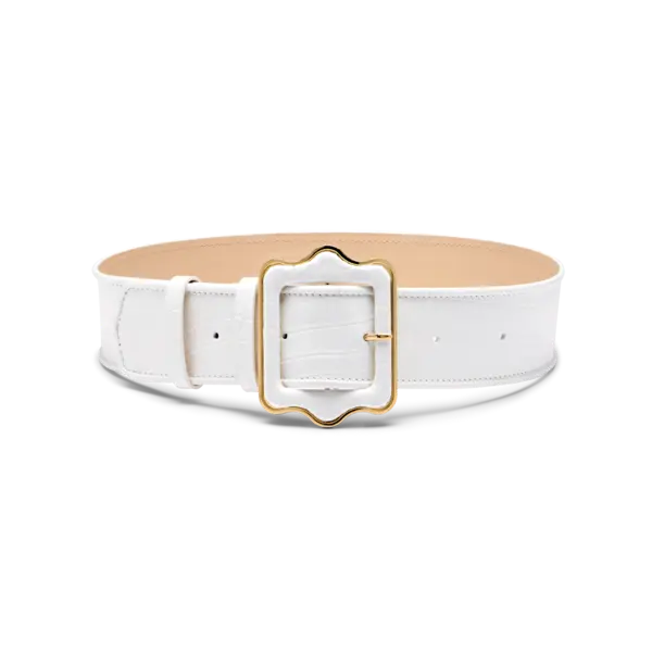Sarah Flint Vienna Waist Belt - White Croc Embossed Calf