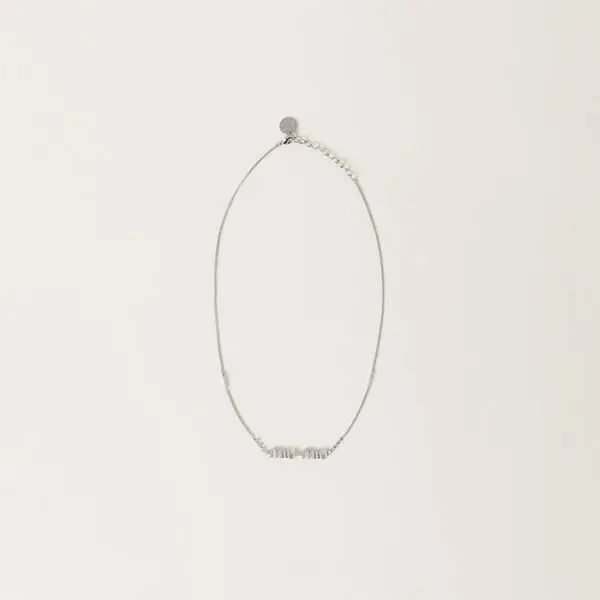 Miu Miu Metal Necklace With Crystals - Steel/crystal