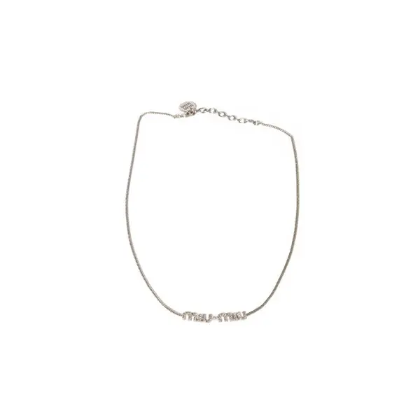Miu Miu Metal Necklace With Crystals - Steel/crystal