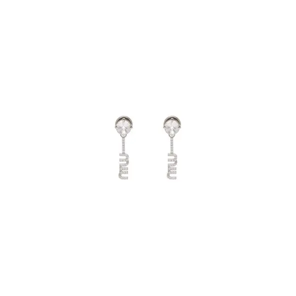 Miu Miu Metal And Crystal Earrings - Steel/crystal